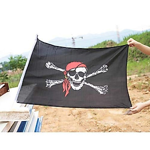 Dyung Tec Pirate Flag, 2 PCS 2' x 3' Skull and Crossbones Jolly Roger Flag for Outdoor