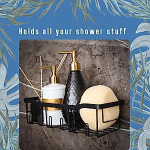 Shower Caddy Bathroom Organizers and Storage, Tile Shower Organizer 5 Pack Bathroom Set | No Drilling Bathroom Shelves | Shower Storage Organizer Stainless Steel With Large Capacity (Set of 5), Black