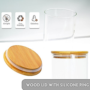 Glass Food Storage Containers 3Pcs (34oz*3), Airtight Food Jars with Bamboo Wooden Lids, Canister Set for Kitchen Counter, Pantry Organization Jar for Sugar Flour Cereal Candy Cookie Coffee Beans (34oz*3)