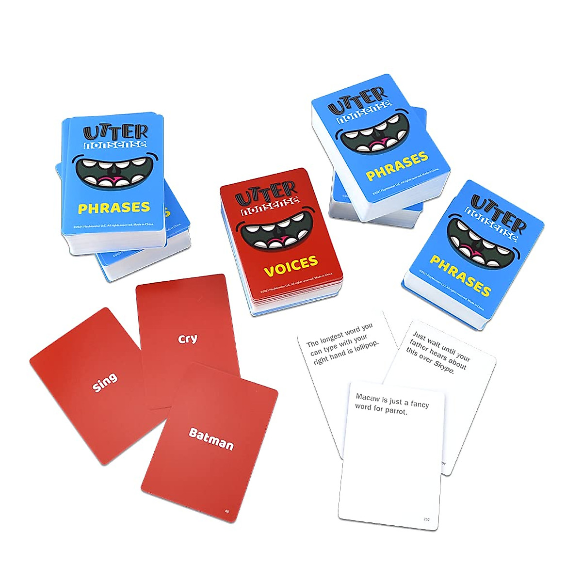 PlayMonster Utter Nonsense -- The Crazy Game of Voices and Accents -- Ridiculous Family Fun -- Ages 8+ -- 4-20 Players, Red
