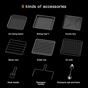 LOVMOR 26 Quart Air Fryer Oven with 9 Accessories,21-in-1 Smart Large Airfryer,Countertop Convection Toaster Ovens for Rotisserie,Baking,Dehydrators,Grills, Stainless steel, 15.7"*13.7"*12.1"