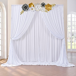 10ftx10ft White Wrinkle Free Backdrop Curtains, Not See Through Background Curtains Backdrop Decorations for Wedding Home Party Supplies
