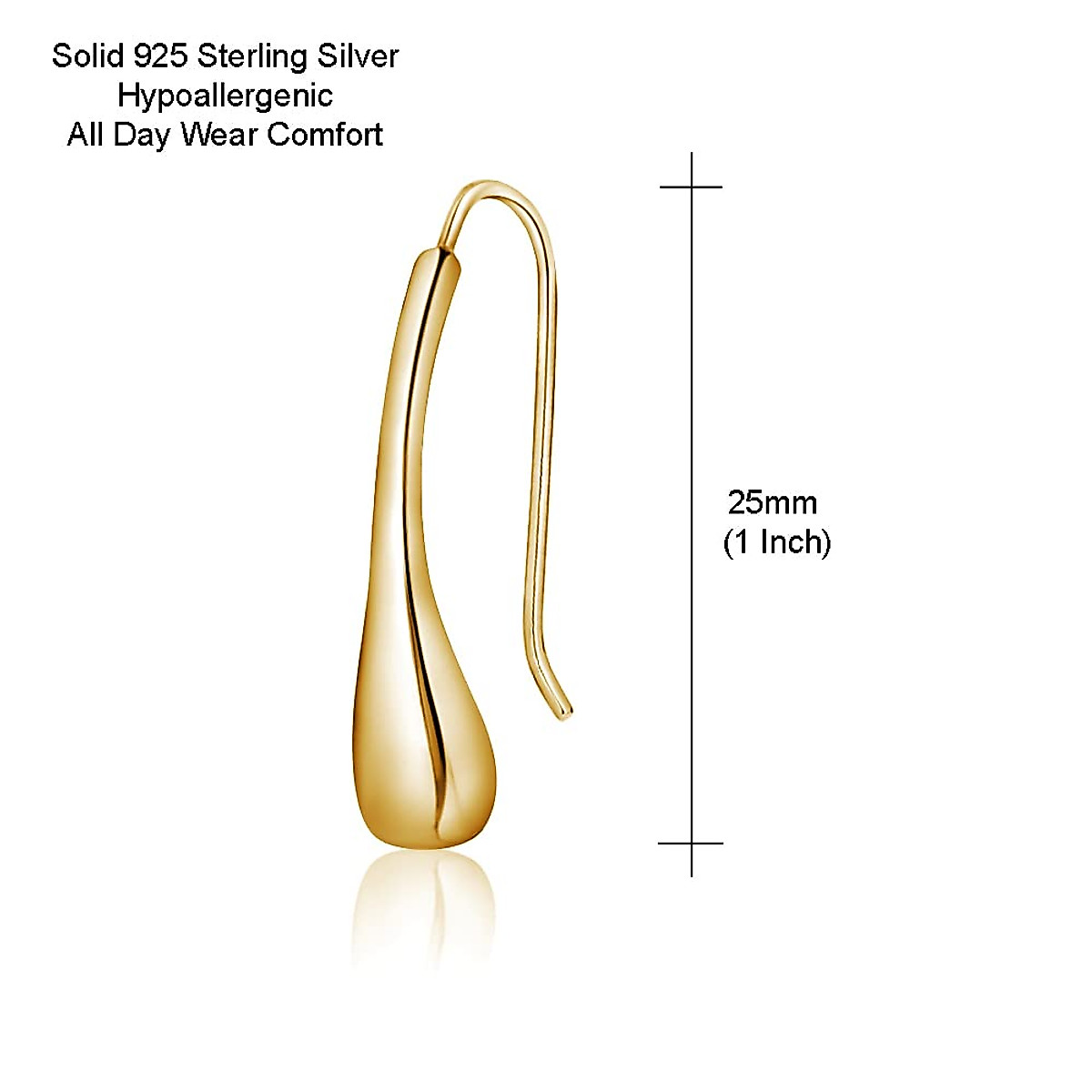 Hoops & Loops Yellow Gold Flash Sterling Silver Teardrop Polished Hook Earrings