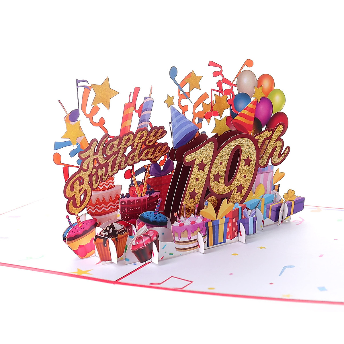 iGifts And Cards Happy 19th Red Birthday 3D Pop Up Greeting Card – Awesome 19 Birthday Card Son, Daughter, Turning Nineteen Birthday Gift Granddaughter, Grandson, Unique Present, 5" X 7"