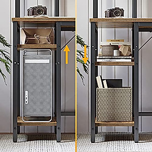 CubiCubi L-Shaped Desk with Hutch, 60" Corner Computer Desk, Large Home Office Desk with Bookshelf and Storage Shelves, Space-Saving, Rustic Brown