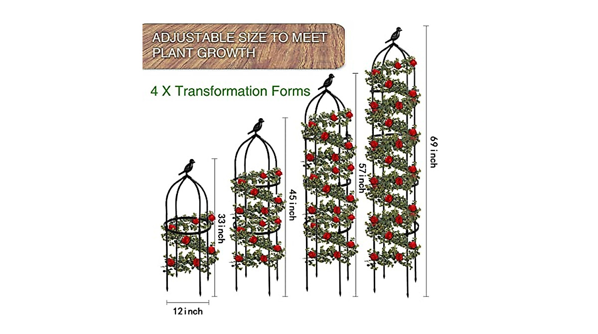 6 Feet Garden Trellis for Climbing Plants - Rustproof Metal Support
