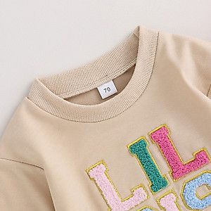 YINGISFITM Newborn Baby Girl Clothes Crewneck Sweatshirt Romper Sisters Sweater Shirts Onesie Fall Winter Cute Outfits (LIL SIS Begie, 0-3 Months)