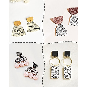 Puocaon Boho Clay Silk Screens - 6 Pcs Lucky Evil Eye Shape Silk Screen Stencils for Polymer Clay, Screen Stencils for Polymer Clay Earrings Making, Silk Screen for Transfer Patterns on Polymer Clay