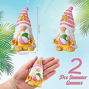FairySandy 2 Pieces Summer Gnomes Beach Decorations Surfboard Gnome Stuff Decor Mini Gnomes Resin Figurines Set Collectible Tabletop Kitchen Decorations for Home Kitchen Farmhouse Office
