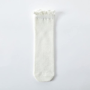 Toptim Kids Girl Mid-calf Knee High Socks Casual Dress Socks Long Tube (6-9 Years, 6 White)