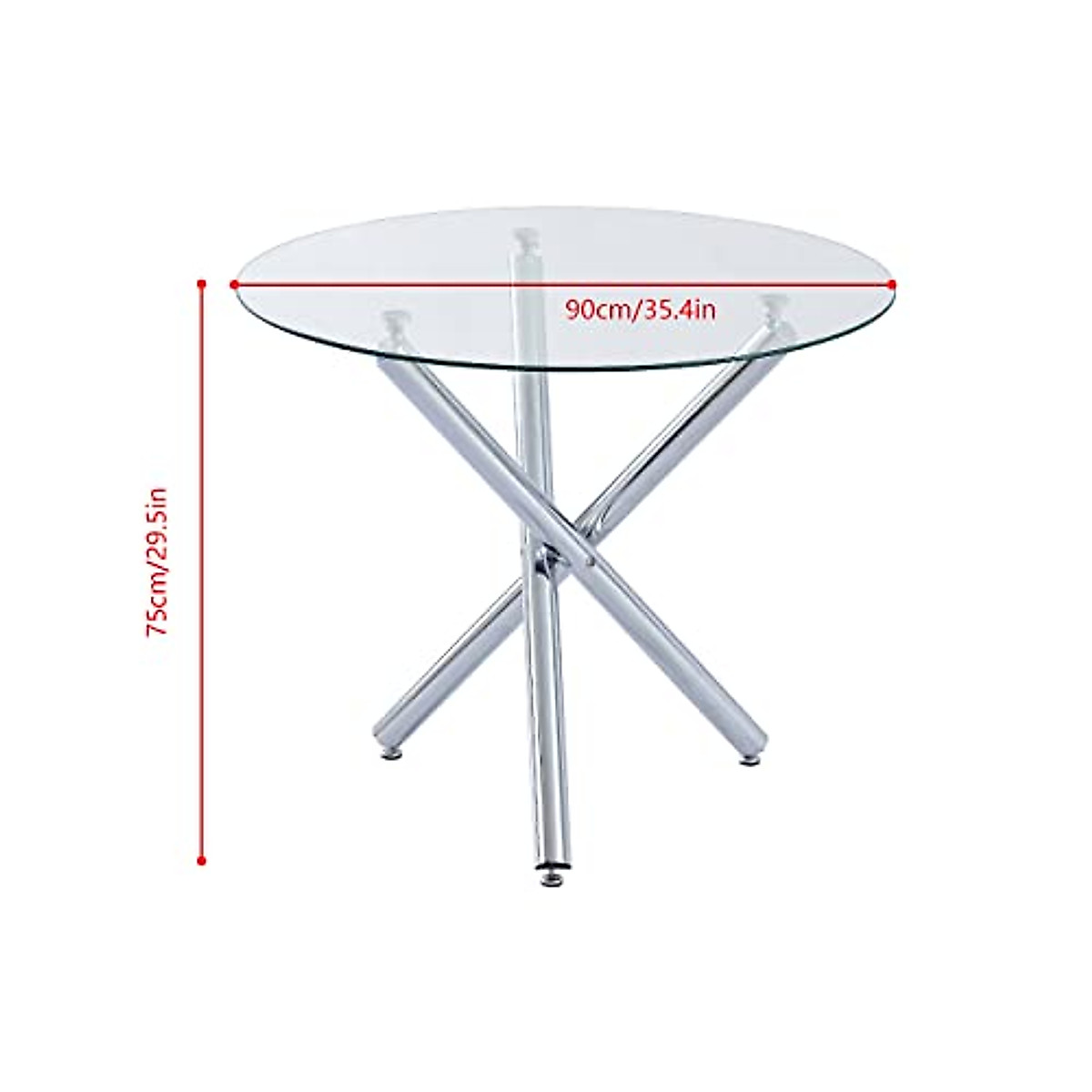 Rainbow Tree Round Dining Table and White Chairs Set 4 for Dining Room, Glass Dining Table with 4 Leather Padded Side Chairs, Comfortable & Space Saving for Home/Office