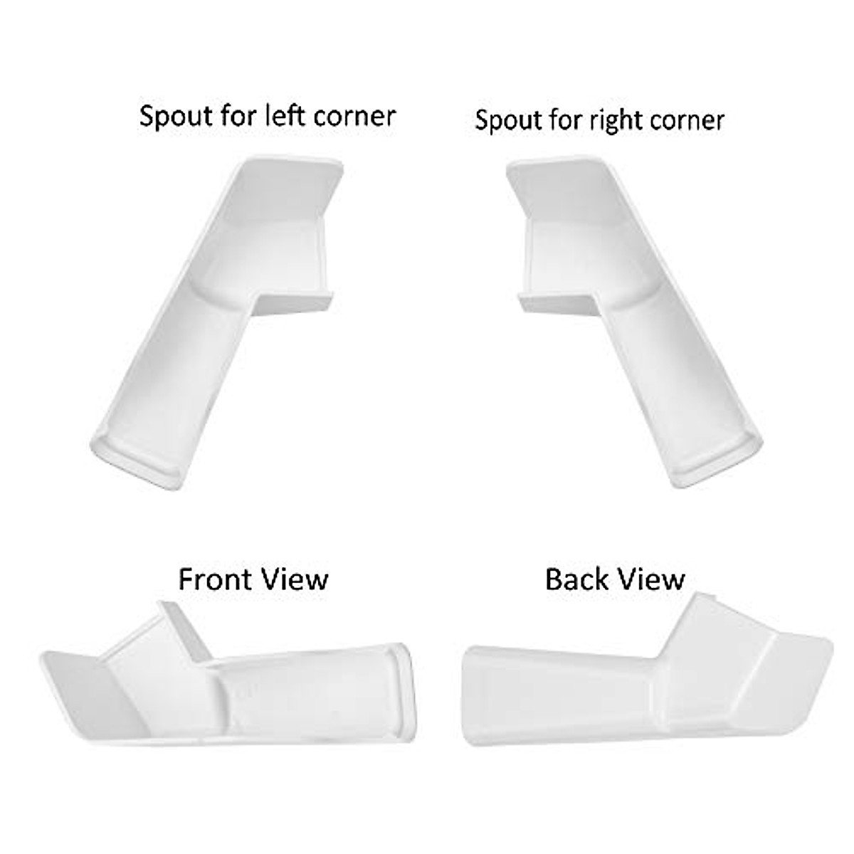 RV Gutter Spouts - Rigid RV Gutter Extenders, Directs Rainwater Away from Your RV, Long Version Extended RV Rain Gutter Spouts for Trailer Camper Motorhome Toy Hauler (2 Left +2 Right, White)