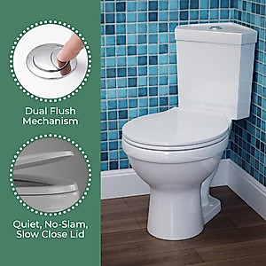 Renovators Supply Troyt Compact Corner Bathroom Toilet, 2-Piece Round - 0.8/1.6 GPF High Low Top Tank Button Flush WaterSense - ADA Heavy Duty Porcelain