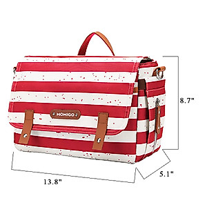 Baby Diaper Stroller Bag - Diaper Caddy Tote Baby Stroller Bag Nursery Storage Bin for Diapers, Wipes & Toys Diaper Bag With Stroller Hooks, Classic Stripes (Red)