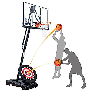 IE Sports Portable Basketball Hoop, 7.5-10 Ft Adjustable Height, 44" Backboard & Rebounder
