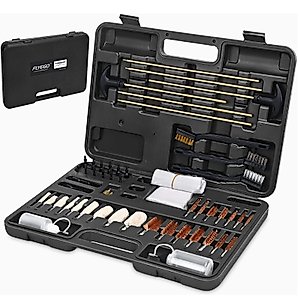 FLYEGO Universal Gun Cleaning Kit, Shotgun Rifle Airsoft Pistol Cleaning Kit for All Calibers with Portable Carrying Case and Cleaning Cloth (Black)