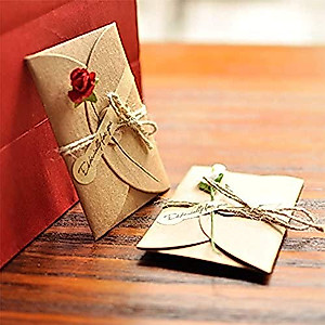 JOHOUSE Holiday Cards Dried Flowers Greeting Cards, 50PCS Handmade Vintage Kraft Blank Note Card Thank Notes, Mothers Day Cards Bulk, Happy Spring Cards