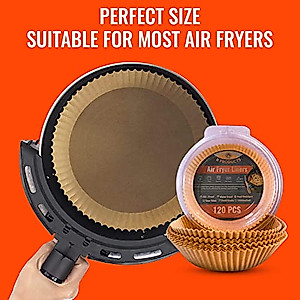 Air Fryer Liners (120Pcs), Air Fryer Disposable Paper Liner - Accessories for Airfryer, Oven & Steamer - Food Grade Parchment & Baking Paper - Greaseproof, Non-Stick, Oil-Proof Sheets (6.3 in)