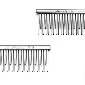 Chris Christensen 6in Cat/Carding Dual Tooth Butter Comb, Groom Like a Professional, Rounded Corners Prevent Friction and Breakage, Solid Brass Spin with Steel Teeth, Chrome Finish