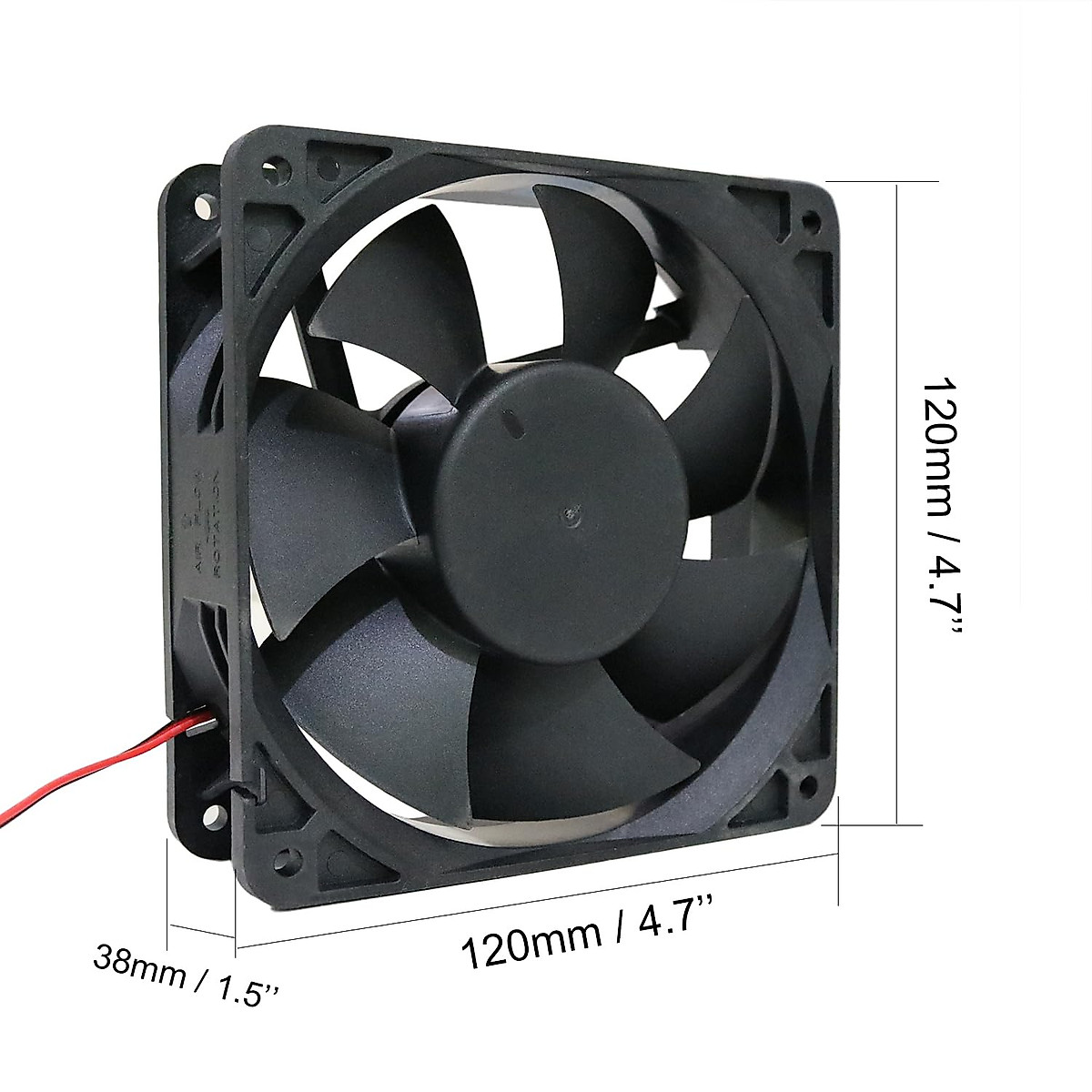 Twinklebay 120 x 38mm Cooling Fan, Replacement for AFB1212SHE High CFM 12038 Cooling Fan, 120 x 120 x 38mm with 2 Pins 2 Wires Connector (12V DC)