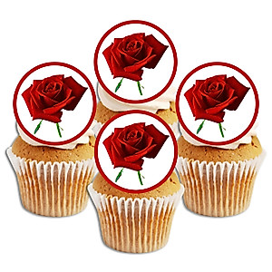48 Rose Cake Decorations, Roses Wafer Card Cupcake Decorations Rose Flower Edible Cake Decorations, Rose Edible Cupcake Toppers