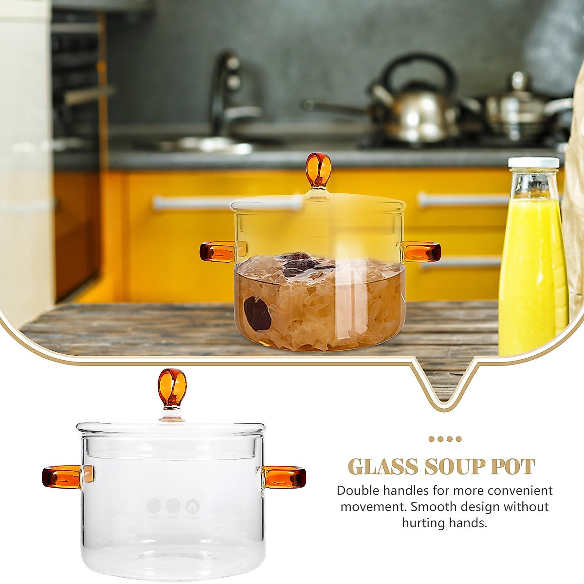 CALLARON Glass Cooking Pot 1.5L Glass Stock Pot with Lid Non-Stick Milk Pot Stovetop Cooking Pot Pasta Noodle Pot Small Soup Pot for Kitchen 5.9x5.9x6.5inch