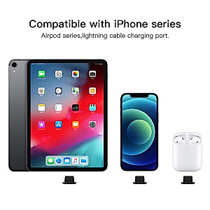 CaseBuy 10x Anti Dust Plugs Compatible with iPhone 14, 14 Pro Max, 13, 13 Pro, 12, 12 Pro Max, 11, 11 Pro, X, XS, XR, 8, 7, iPhone Charging Port Dust Cover | Silicone iPhone Dust Plugs, Black