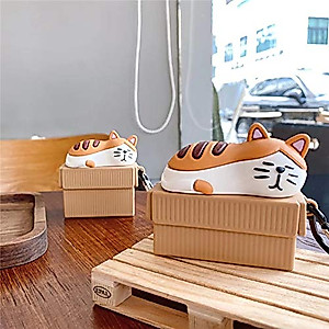 UR Sunshine Super Cute Lying On Box Sleeping Yellow Cat Earphone Case for AirPods Pro, Kawaii Peaceful Kitty Soft Silicone Gel Earbud Cover Case Compatible with AirPods Pro +Hook