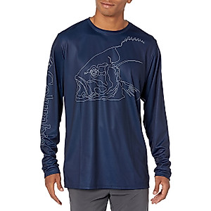 Columbia Men's Terminal Tackle PFG Running Line Long Sleeve, Red Spark/White Bass, Small