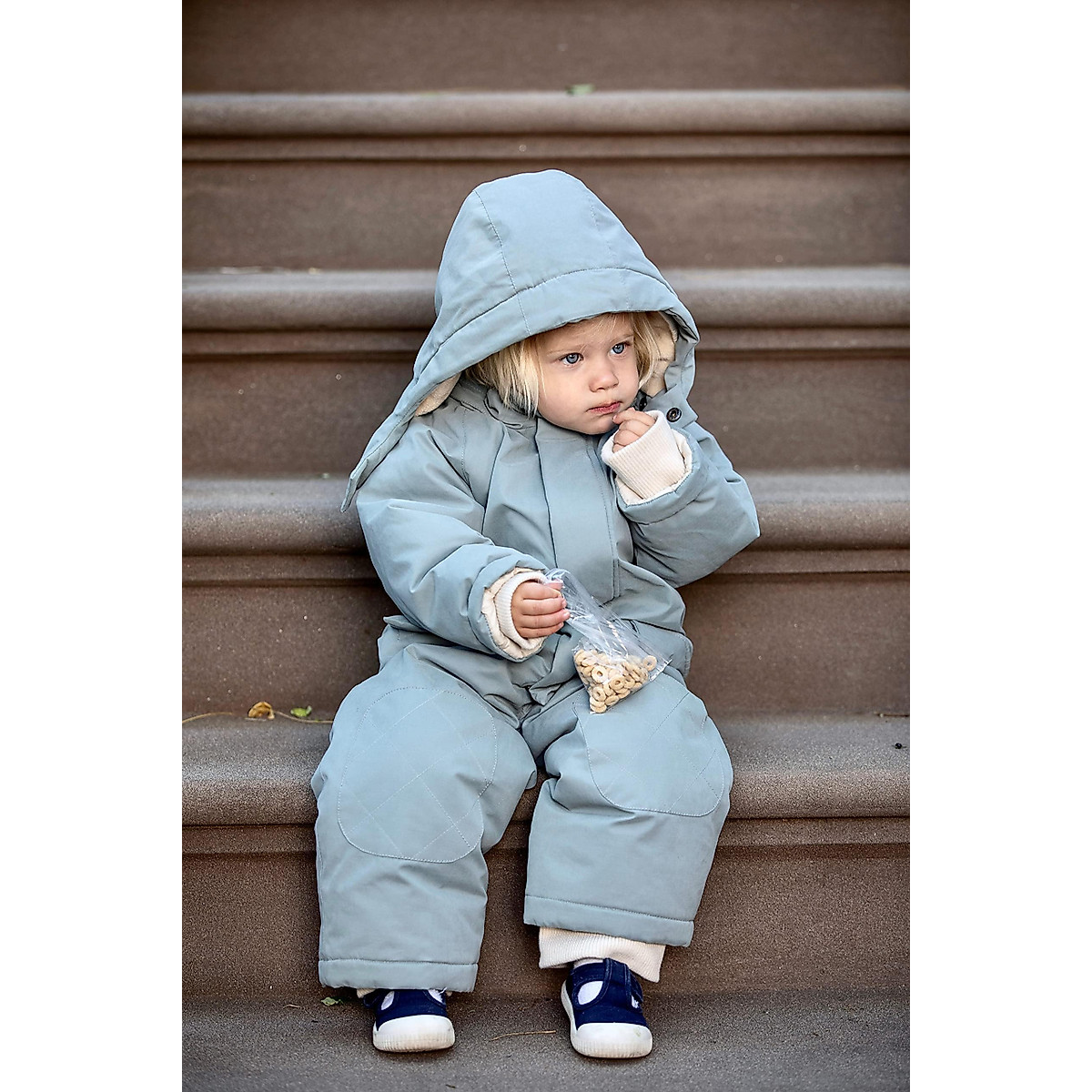 7AM Winter Jumpsuit with Gloves - Zipper Down Hooded Baby Jumpsuit, Unisex Cotton Lined Infant Snowsuit, Water Repellent Winter Baby Fleece Jumpsuit with Gloves, Baby Hooded Winter Romper | (5-7Y)