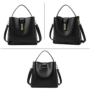 Mistour Bucket Bags for Women Vegan Leather Purses, Hobo Crossbody Bags for Women,Designer Handbags for Women Shoulder Bag (A-Black)