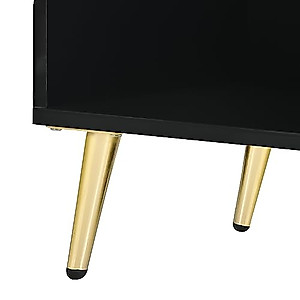 Bellemave Shoe Cabinet with Doors, 11-Tier Shoe Storage Cabinet with Adjustable Shelves, Modern Wooden Shoes Shoe Storage Organizer for Entryway, Living Room, Hallway（Black）