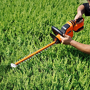 VEVOR Cordless Hedge Trimmer-20V Electric Bush Trimmer Kit with 18 inch Double-Edged Steel Blade, 180° Rotating Handle and Blade Cover for Your Safety(2.0Ah Battery & Fast Charger Included)