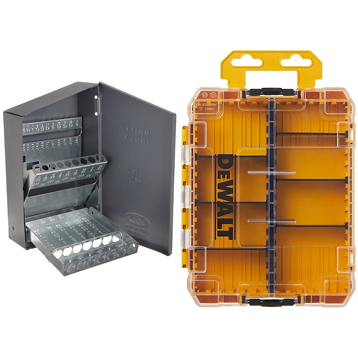 Drill America Drill Bit Index/Case, 1/16-1/2 by 64ths (29 Sizes), 10550 & DEWALT Tool Box, Tough Case, Medium, Case Only (DWAN2190), Yellow