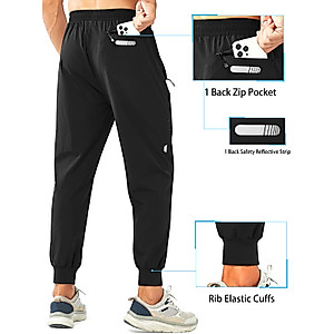 NORTHYARD Men's Athletic Running Pants Lightweight Workout Joggers Quick Dry Gym Sweatpants Active Sports Track Training Black L