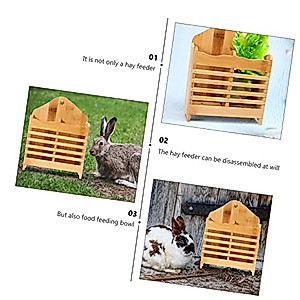 Balacoo 2pcs Rack Pet Rabbit Manger Hamster Manager Animal Guinea Less Bowl Pig Feeder Feeding Food Hay Wasted Manger- Chinchilla for Grass Holder Wooden Ferret Bunny Wood Small