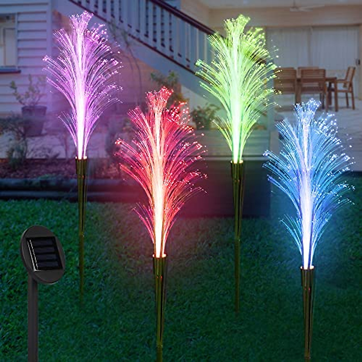 VIODAIM Solar Garden Flower Lights - 7 Color Changing