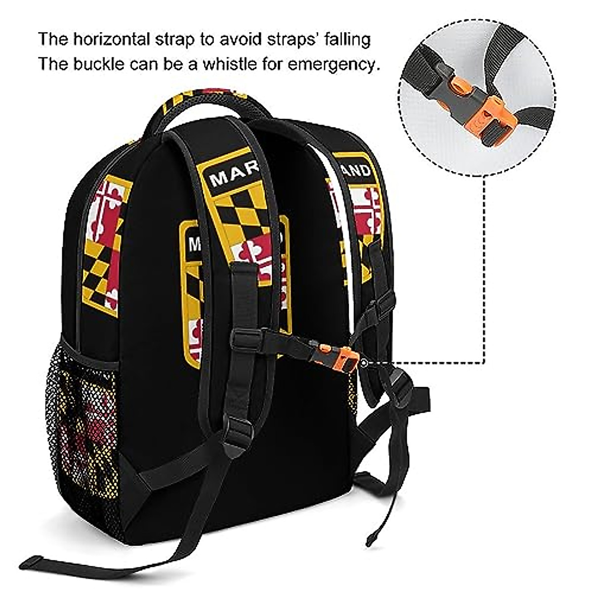 Maryland Flag Lightweight Travel Backpack for Unisex Casual Laptop Bookbag for Camping
