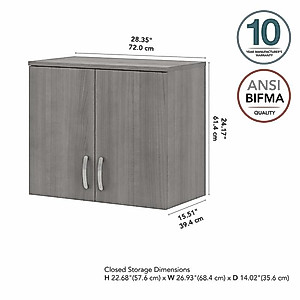 Bush Business Furniture Universal Garage Wall Cabinet with Doors and Shelves, Platinum Gray