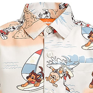 Paw Patrol Rubble Marshall Chase Little Boys Hawaiian Button Down Shirt Khaki 7-8