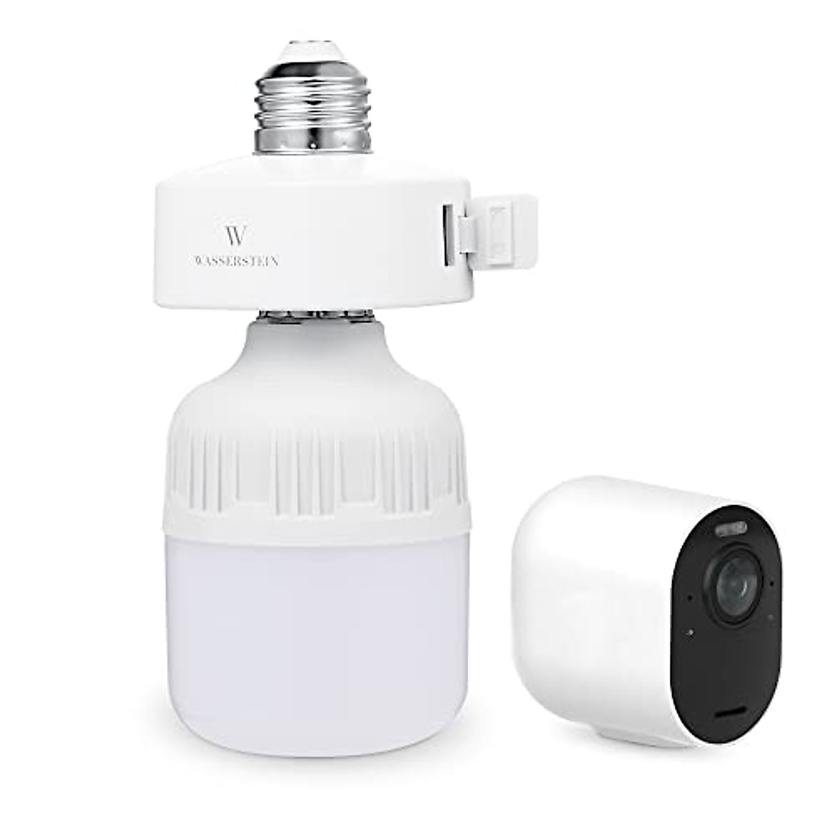 Wasserstein Bundle - Bulb Socket with Arlo Charging Cable & White Gutter Mount for Security Camera and Solar Panel Compatible with Arlo Ultra/Ultra 2, Arlo Pro 3/Pro 4 (Camera NOT Included)