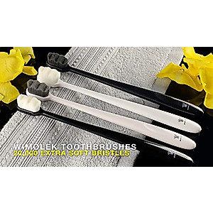 Extra Soft Toothbrush for Sensitive Gums and Teeth. Micro Nano Toothbrushes with 20,000 Ultra Soft Bamboo Charcoal Bristles. Excellent Cleaning Effect (2 Pack) (Black Wave Bristle)