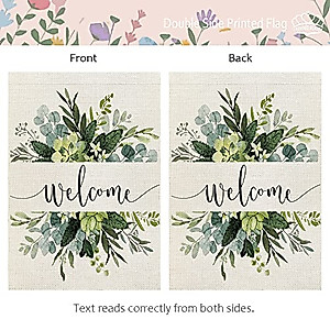 CROWNED BEAUTY Spring Floral Welcome Garden Flag 12×18 Inch Small Vertical Double Sided Seasonal Outside Décor for Yard Farmhouse CF099-12