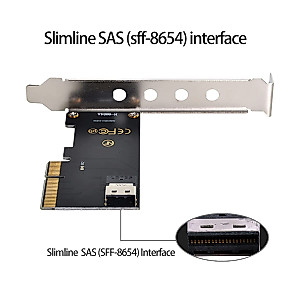 Cablecc PCI-E 4X to U.2 U2 Kit SFF-8639 to SFF-8654 Slimline SAS NVME PCIe SSD Adapter for Mainboard