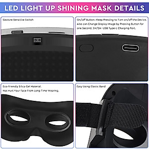 Keria Boywithuke Led Face Changing Mask Shining Mask with Bluetooth Controlled APP for Halloween,Christimas,New Year Party Gift
