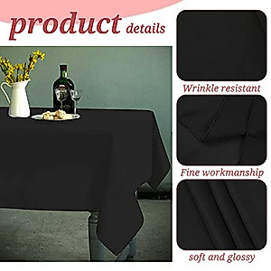 6 Pack Tablecloth 60 x 126 inch Polyester Table Cloth for 8 Foot Rectangle Tables,Stain and Wrinkle Resistant Washable Fabric Table Covers Polyester Black Table Clothes for Wedding,Party,Banquet
