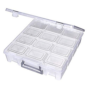 AB Designs 6965ABD Super Satchel with 9 Small Bins Inside, Stackable Home Storage Organization Container, Clear with Sliver Latches and Handle