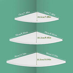 Yuehuam 3 Pack White Corner Floating Shelves Wall Mounted Corner Storage Display Shelving Floating Corner Shelf Rack for Bathroom, Bedroom, Living Room, Kitchen