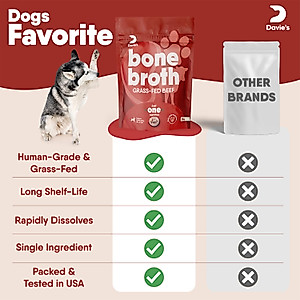 Davie's Bone Broth for Dogs - Joint Supplement for Dogs, Dog Food Topper Powder, Beef Bone Broth Powder, Grass-Fed Source - 8 Ounces