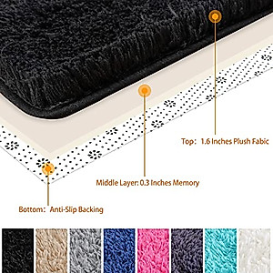 Fulie Ultra Soft Shag Area Rugs for Bedroom, Black Fluffy Modern Plush Rugs for Living Room Kids Girls Dorm Room Floor Carpets, Fuzzy Rugs for Nursery Bedside Home Decor, 3x5 Feet
